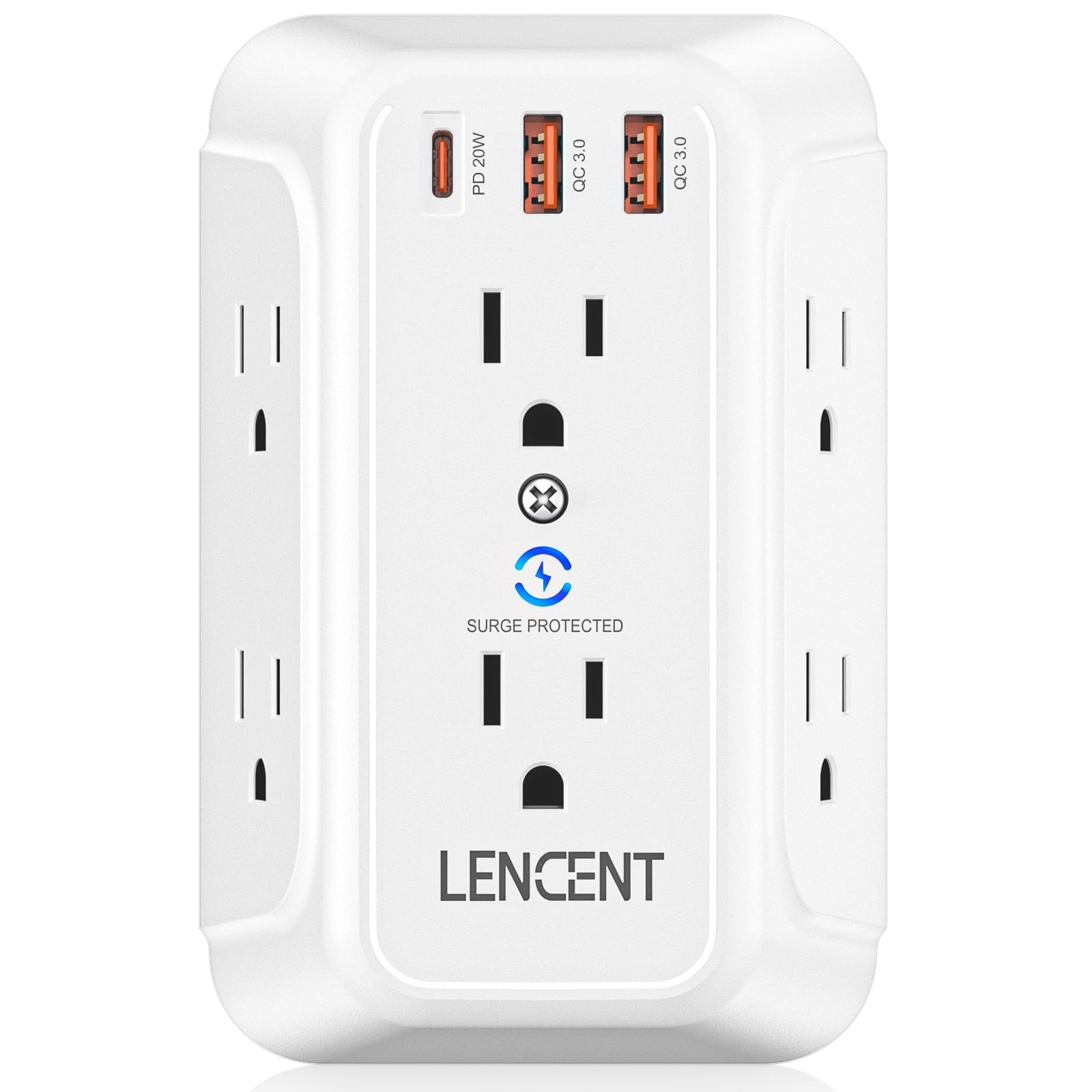 LENCENT Surge Protector Socket Extender, USB & Type-C Smart Ports ...