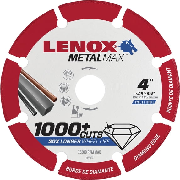 LENOX Tools METALMAX Cut Off Wheel, Diamond Edge, 4-Inch x 5/8-Inch ...