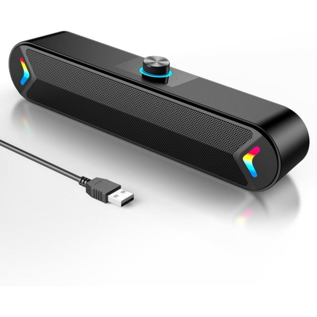 LENRUE 10W USB Soundbar Speaker for Desktop/Laptop/Tablet/Monitor, LED ...