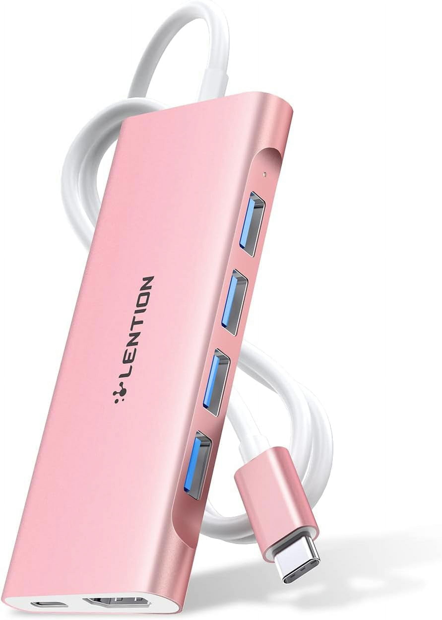 LENTION 3.3FT Long Cable USB C Multiport Hub with 4K HDMI,4 USB 3.0 ...