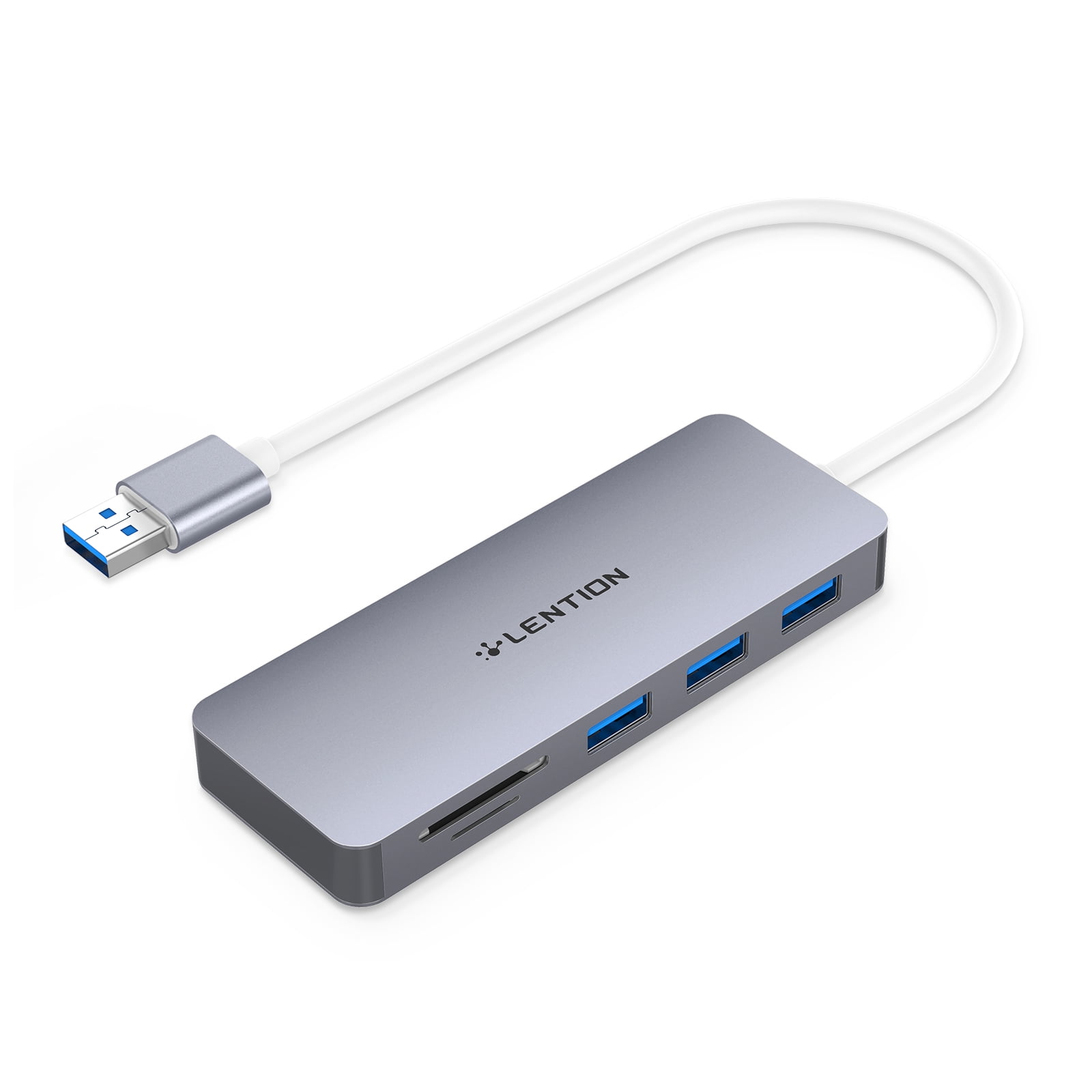 LENTION USB 3.0 Hub with 3 USB 3.0 & SD/Micro SD Card Reader Adapter ...