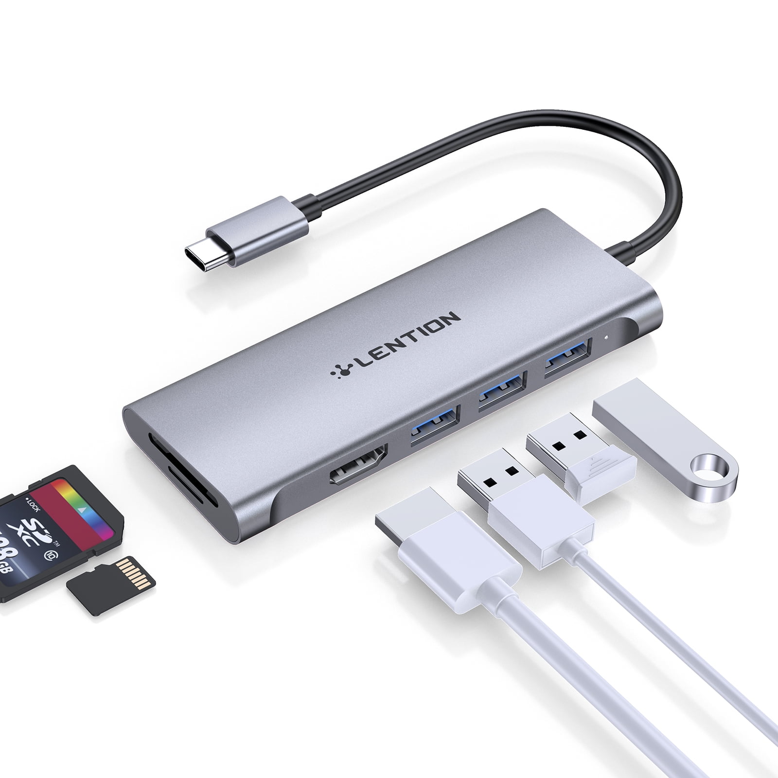 LENTION USB C Hub,6-in-1 USB C to 4K HDMI Hub Multiport Adapter with 3 ...