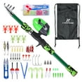 LEO FISHING Kids Fishing Pole Telescopic Rod and Reel Kit with Tackle ...