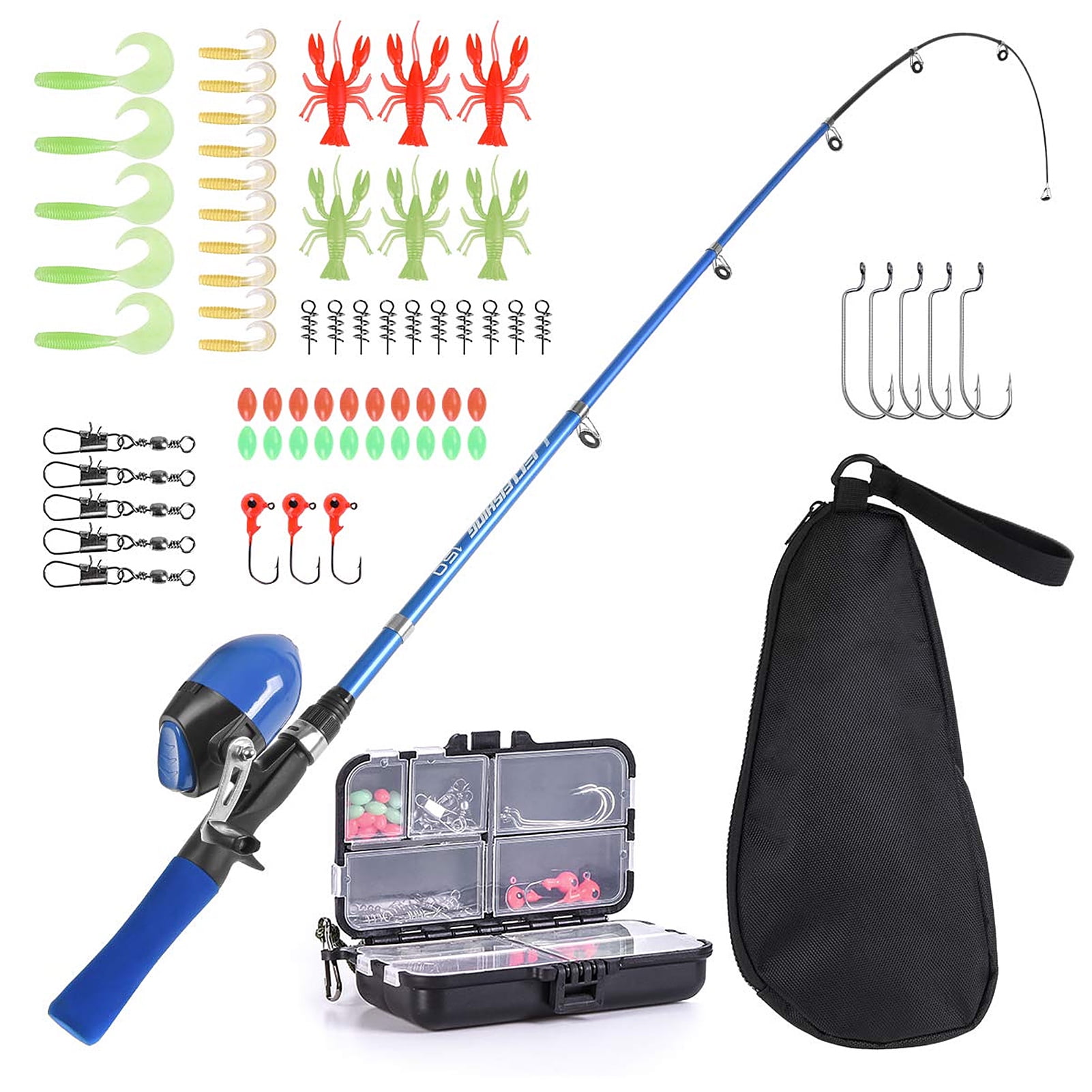 LEO FISHING Kids Fishing Rod and Reel Combo Full Kit 1.5m Telescopic ...