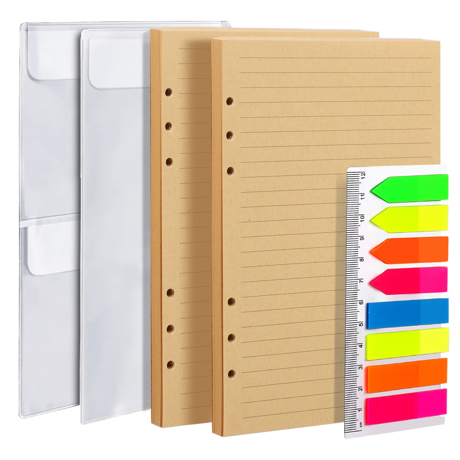 LEOBRO A5 Refill Paper, 2 Pack 45PCS Craft Lined Paper Refill, 6 Ring ...