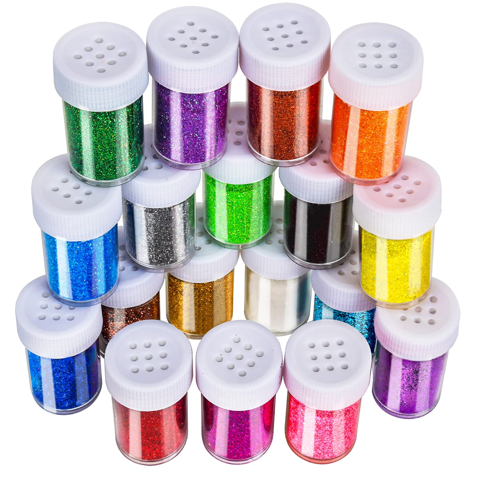 LEOBRO Glitter, 18 Pack JKF25 Fine Glitter, Craft Powder Shake Jar ...