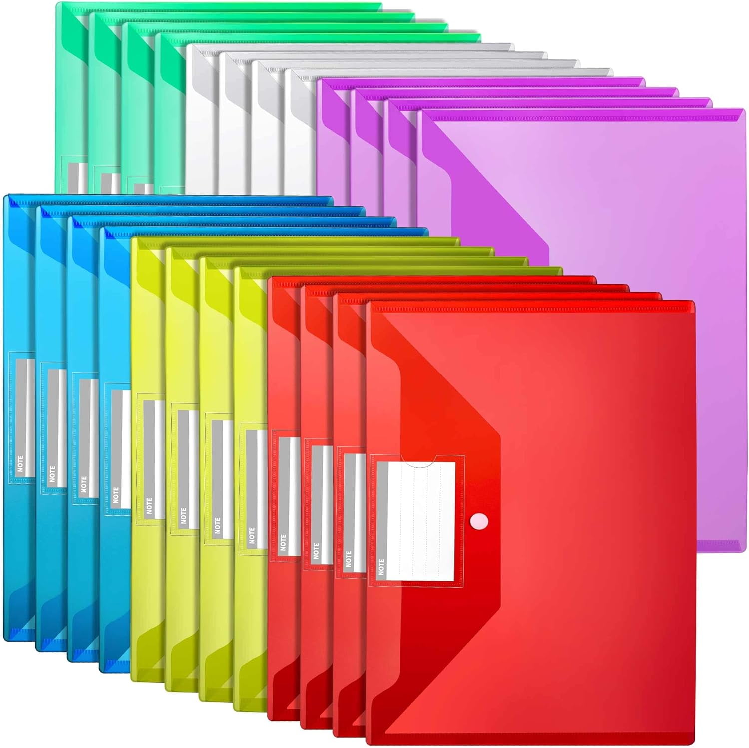 LEOBRO Plastic Envelopes with Pockets, 24 Pack Plastic Envelopes with ...
