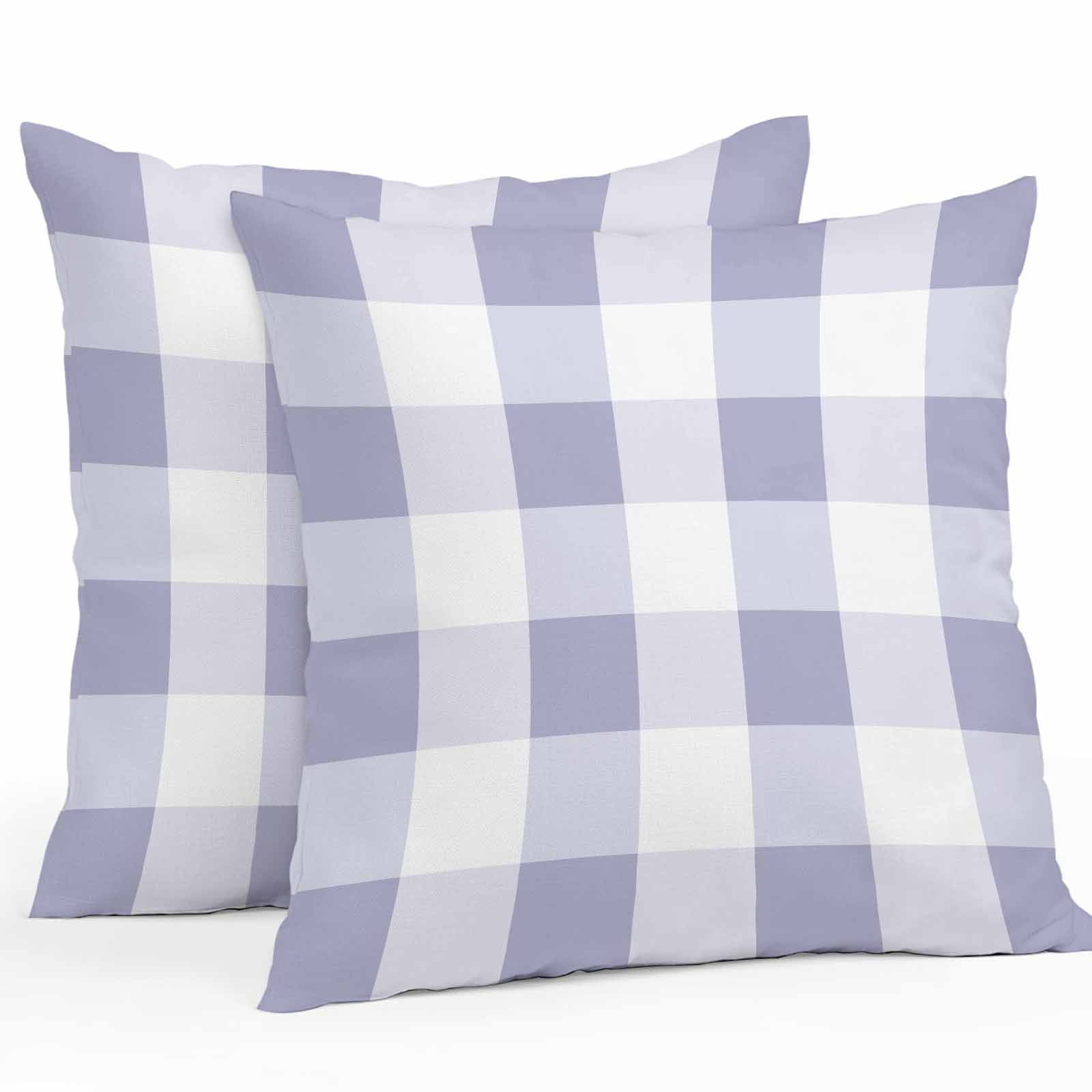 LEOKOTI Outdoor Pillow Covers 26"x26" Waterproof, Purple Plaid Throw ...