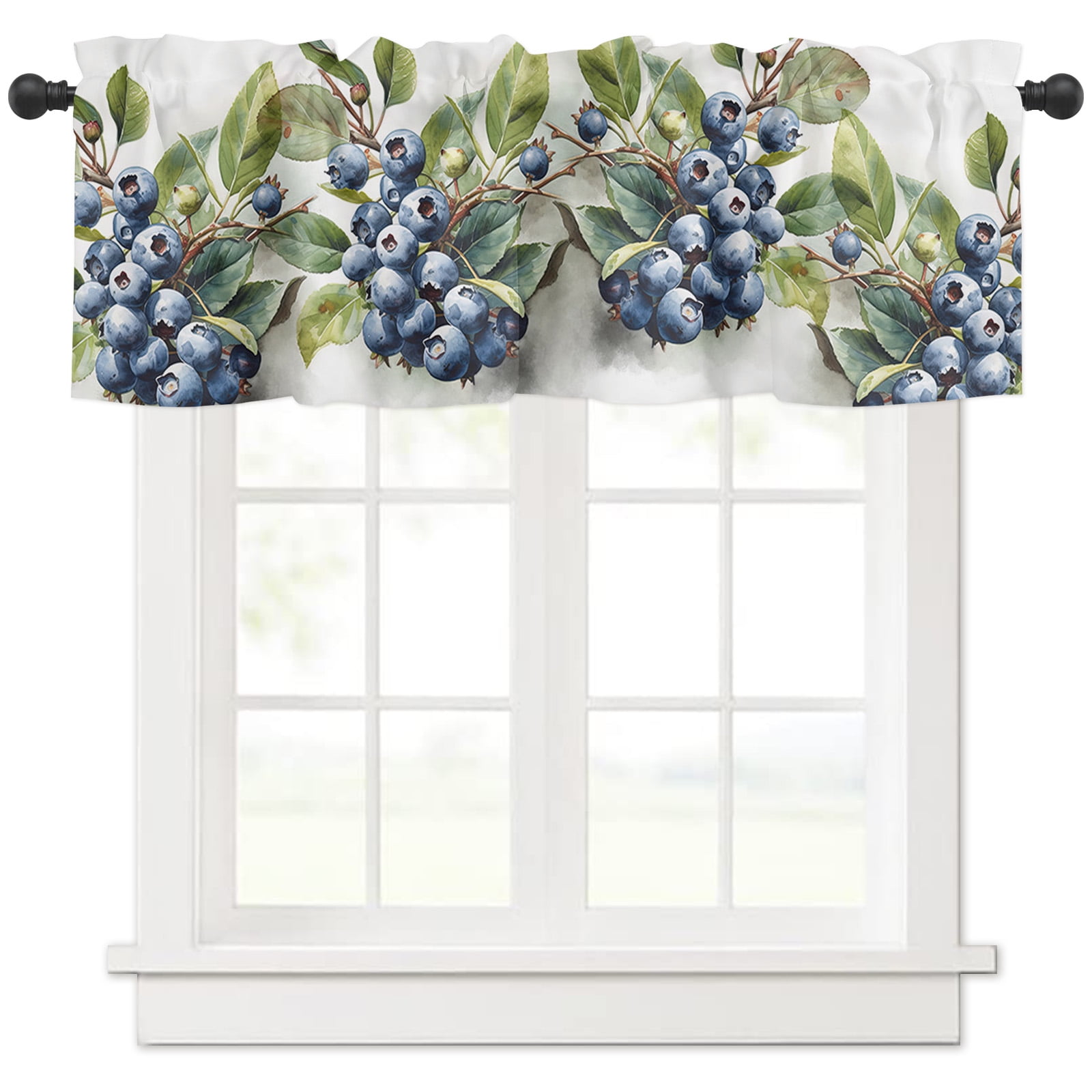 LEOKOTI Valances for Windows, Blueberries Light Filtering Window ...