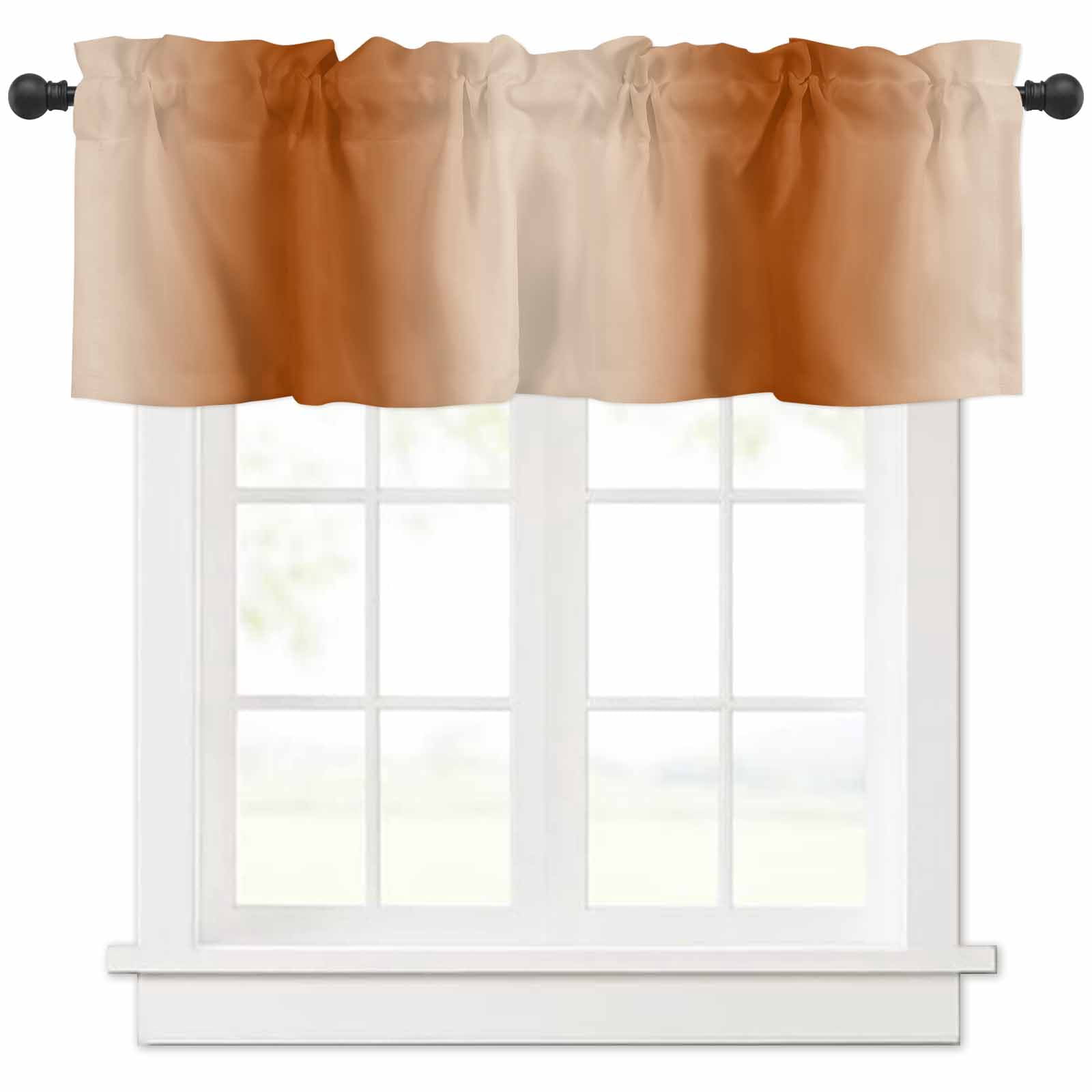LEOKOTI Valances for Windows, Burnt Orange Ombre Light Filtering Window ...