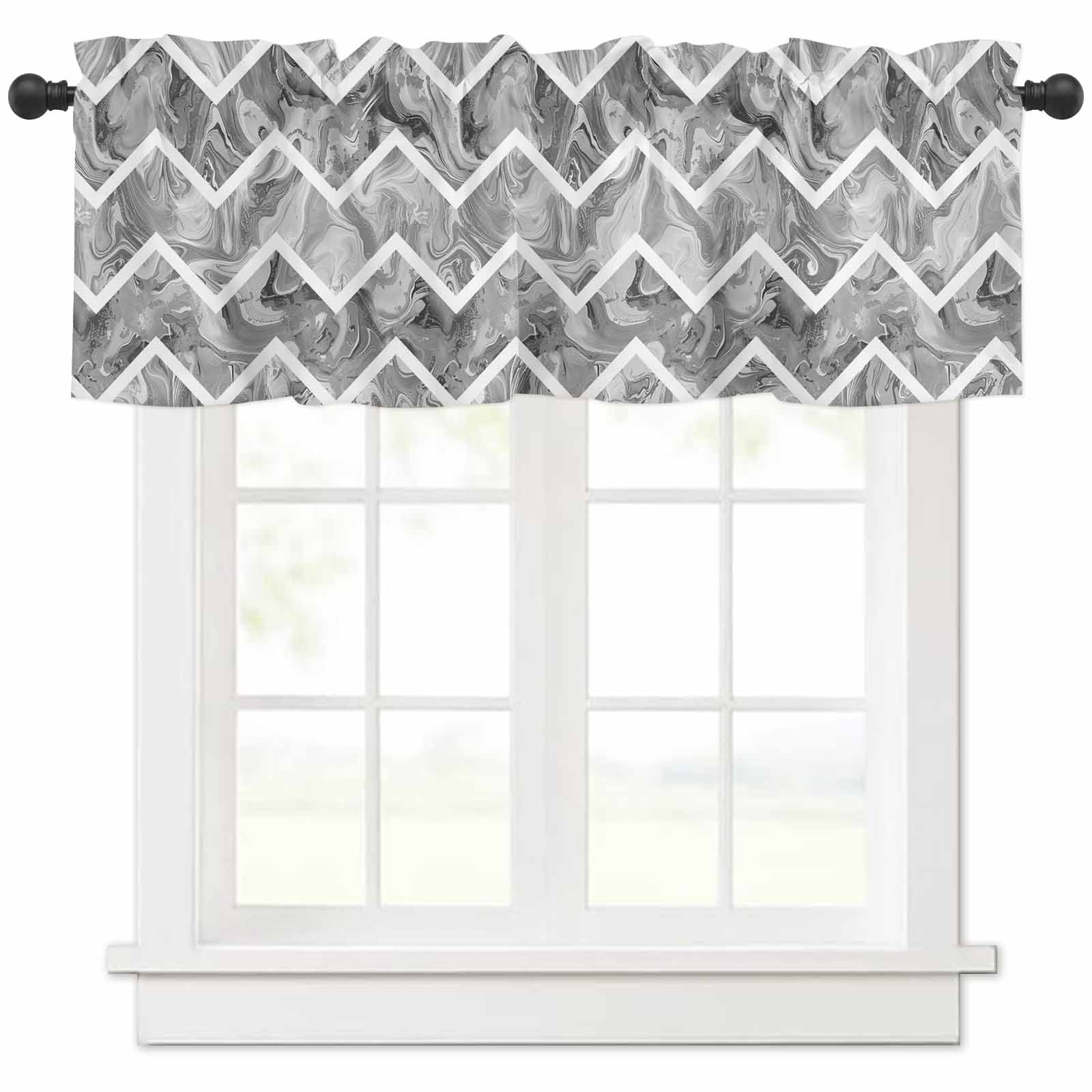 LEOKOTI Valances for Windows, Grey Marble Light Filtering Window ...