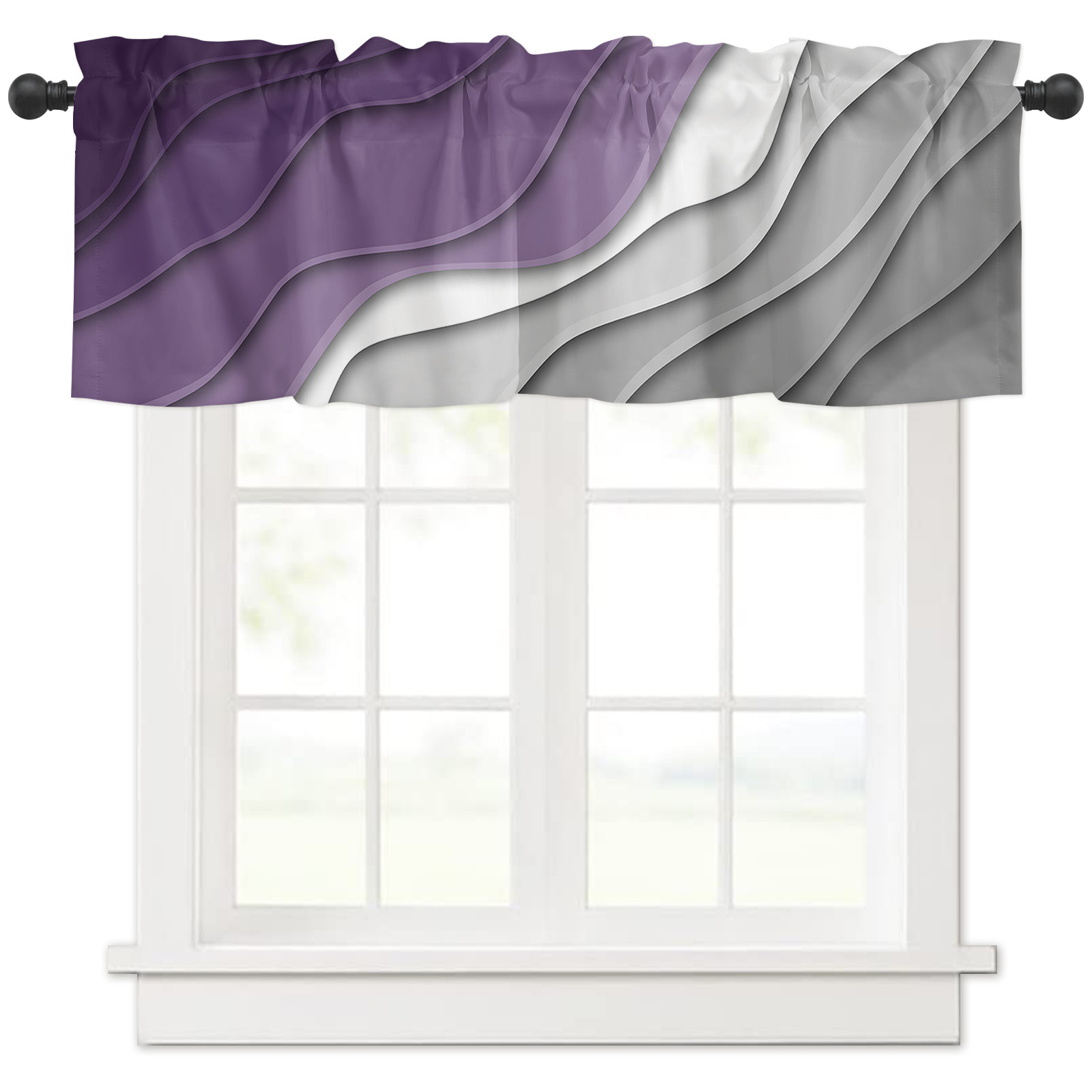 LEOKOTI Valances for Windows, Purple Grey Ombre Light Filtering Window ...