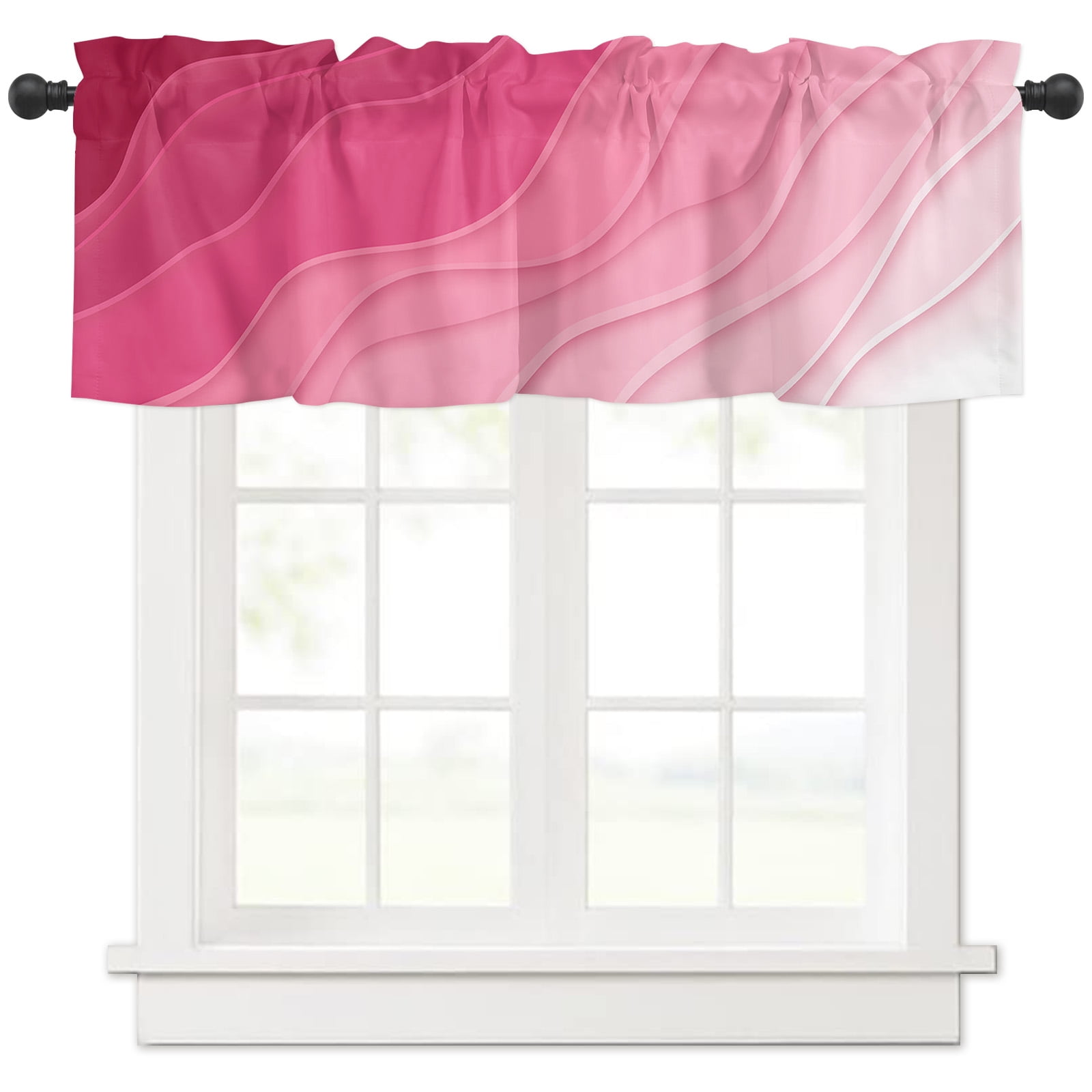 LEOKOTI Valances for Windows, Valentines Pink Ombre Light Filtering ...