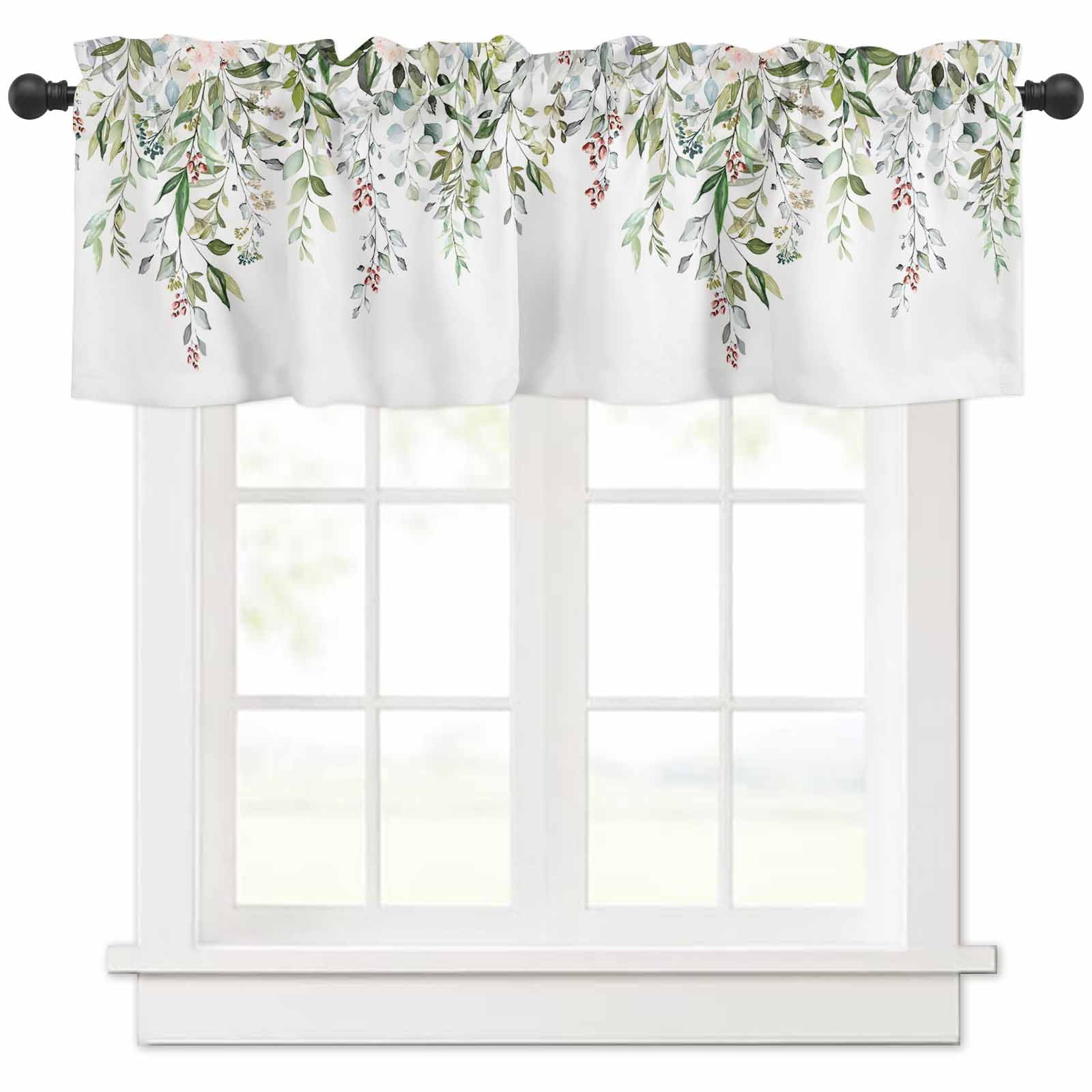 LEOKOTI Valances for Windows, Sage Green Light Filtering Window Valance ...