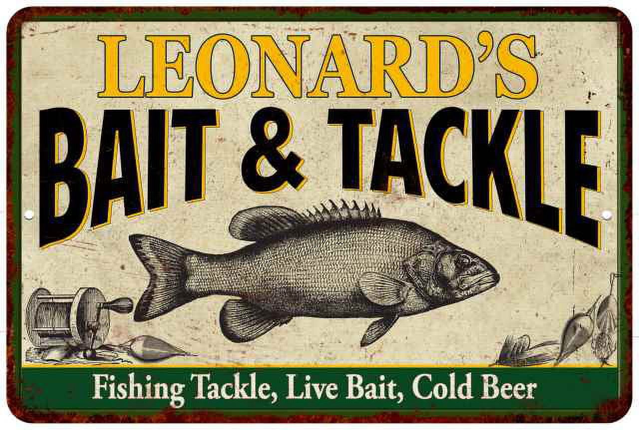 LEONARD'S Bait & Tackle Sign 8 x 12 High Gloss Metal 208120016110 ...