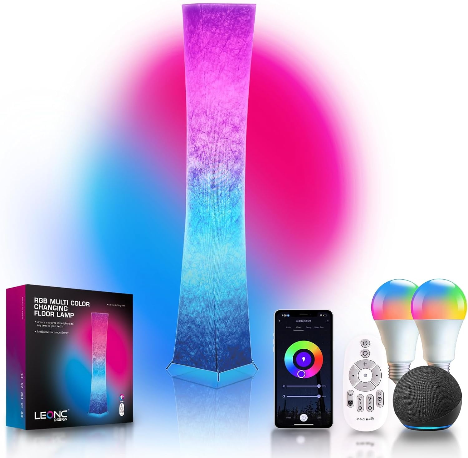 LEONC 61" Soft Light Floor Lamp for Game Room and TV, RGB Color ...