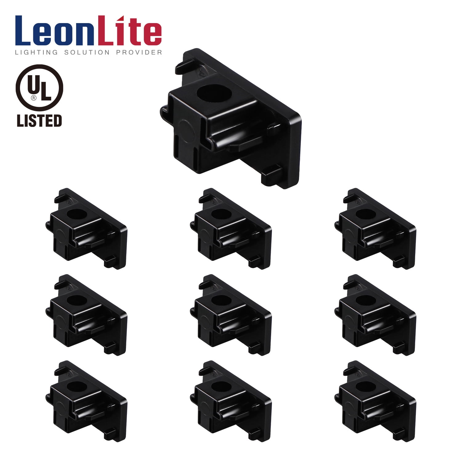 LEONLITE 10-Pack H Track End Cap, H Type Single Circuit 3-Wire Track ...