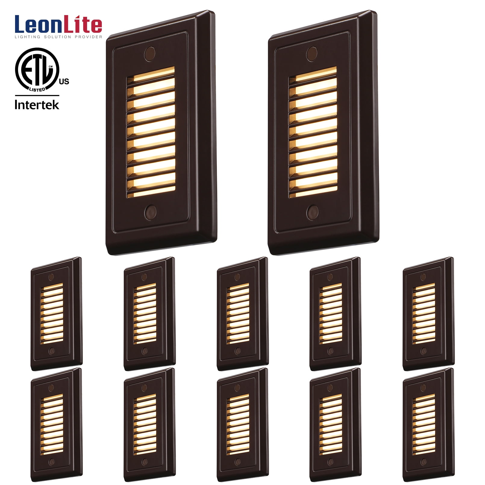 LEONLITE 12-Pack 120V Dimmable LED Step Lights, IP65 Waterproof, Indoor ...