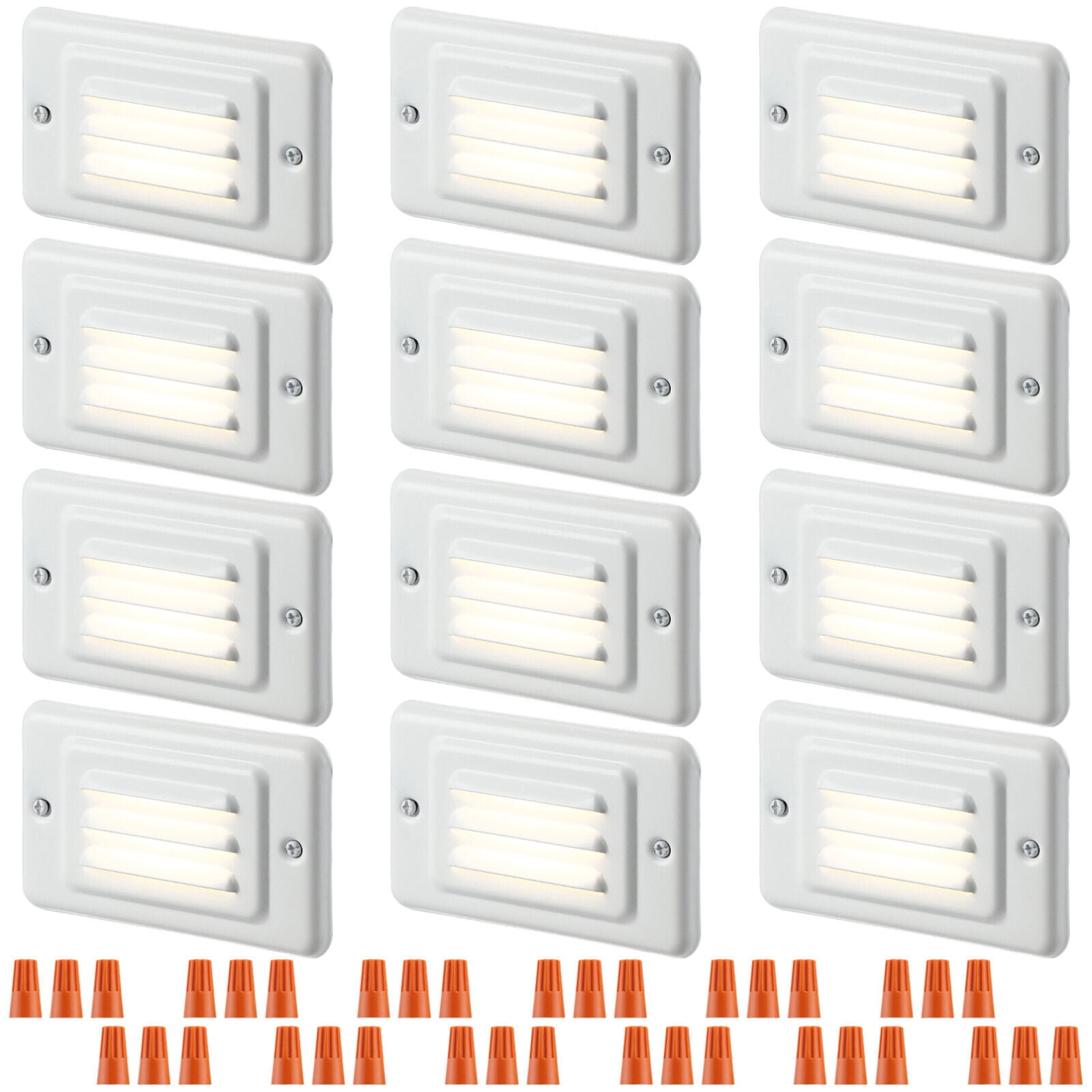 LEONLITE 12-Pack 120V LED Louvered Step Lights with Faceplate, IP65 ...