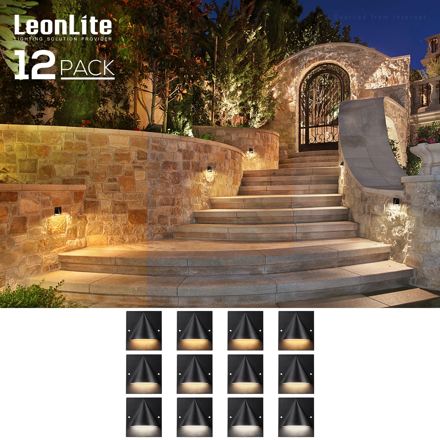LEONLITE 12 Pack 3CCT Low Voltage Aluminum Step Fence Light, 2700K ...