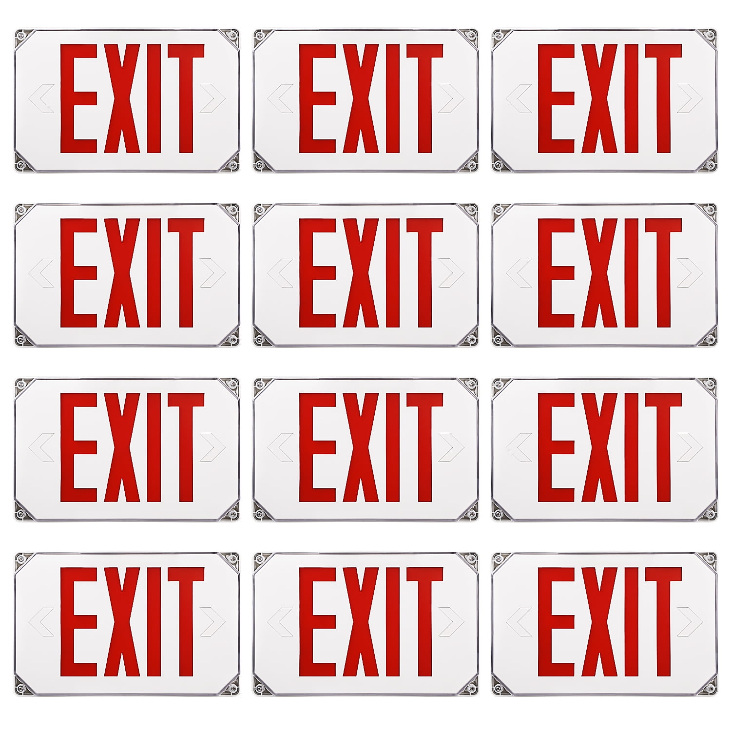 LEONLITE 12-Pack Wet Location LED Exit Sign, Weatherproof Outdoor ...