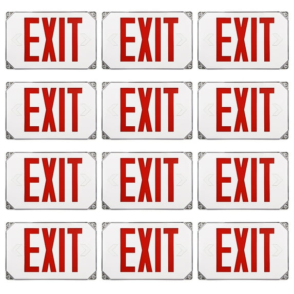 LEONLITE 12-Pack Wet Location LED Exit Sign, Weatherproof Outdoor ...