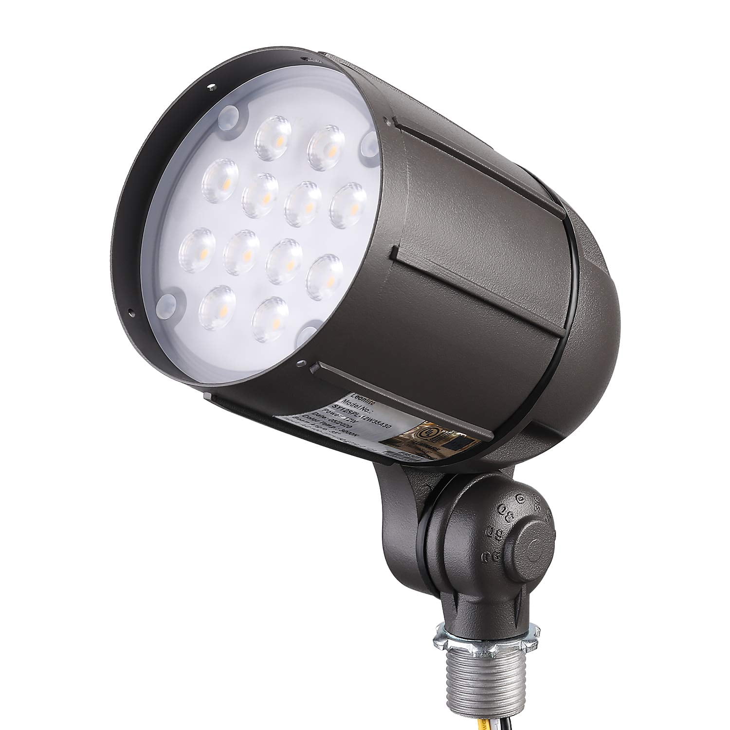 LEONLITE 12W LED Bullet Flood Light with Knuckle Mount, 80W Eqv. 1550LM ...