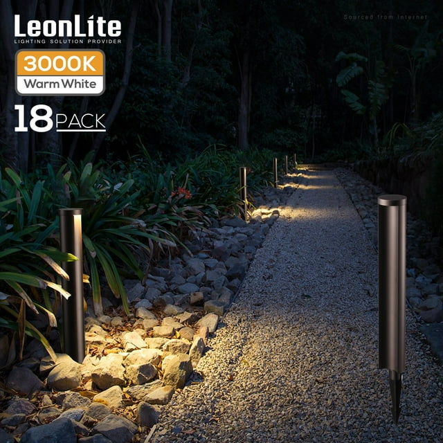 LEONLITE 18 Pack LED Landscape Pathway Light, 12-24V Low Voltage Side Lit Path lights, IP65 ...