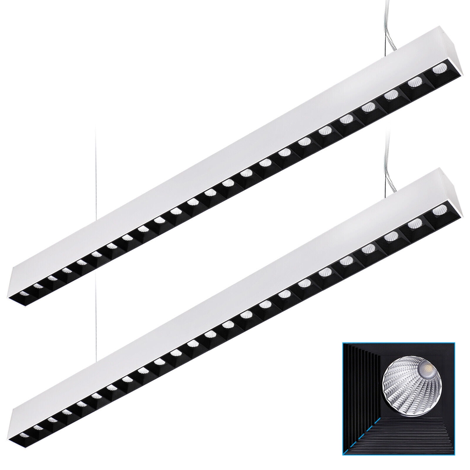 LEONLITE 2 Pack 42W 4ft Linkable LED Linear Light, Suspended Lighting ...