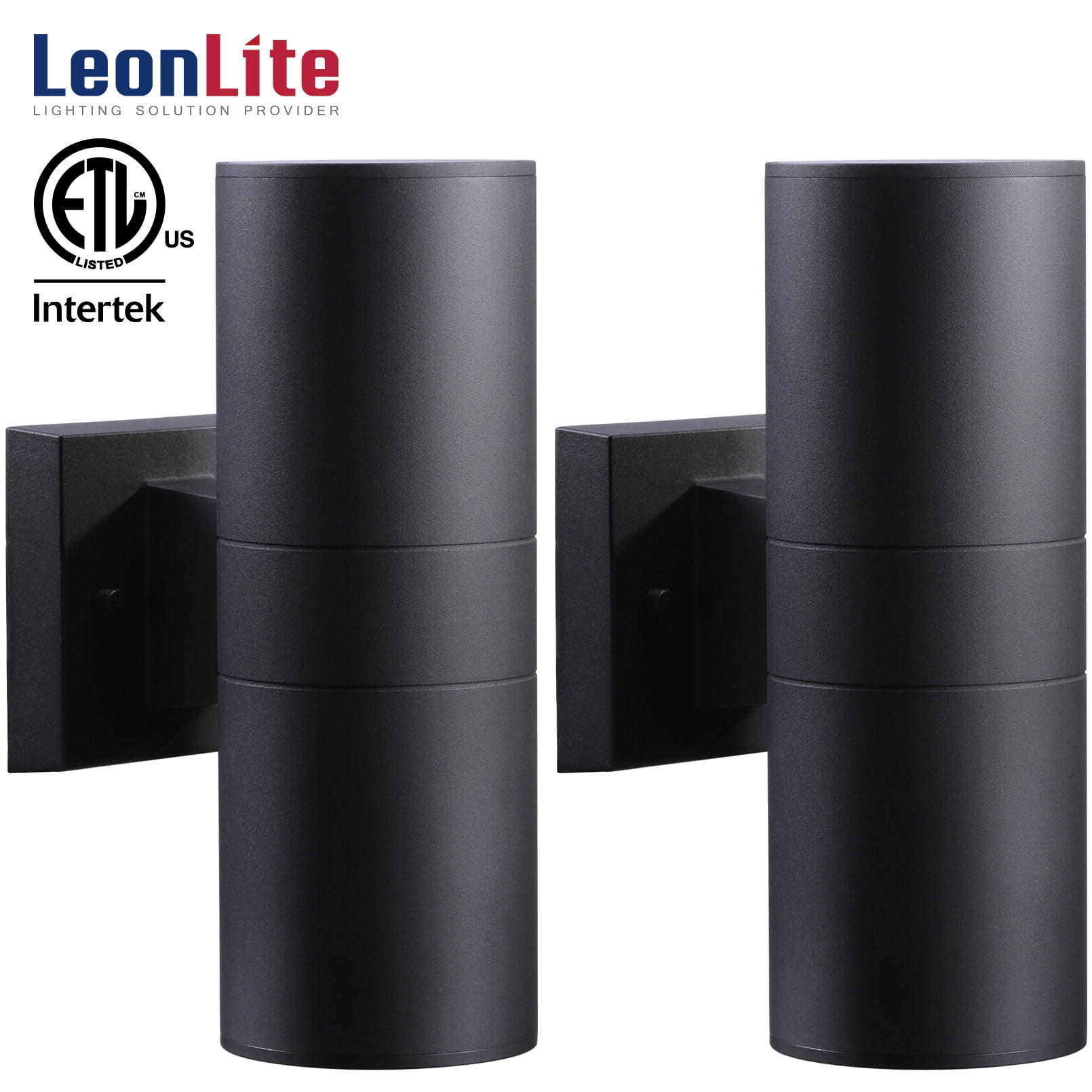 LEONLITE 2-Pack Cylinder Up Down Wall Sconce, Hardwired Wall Mount ...