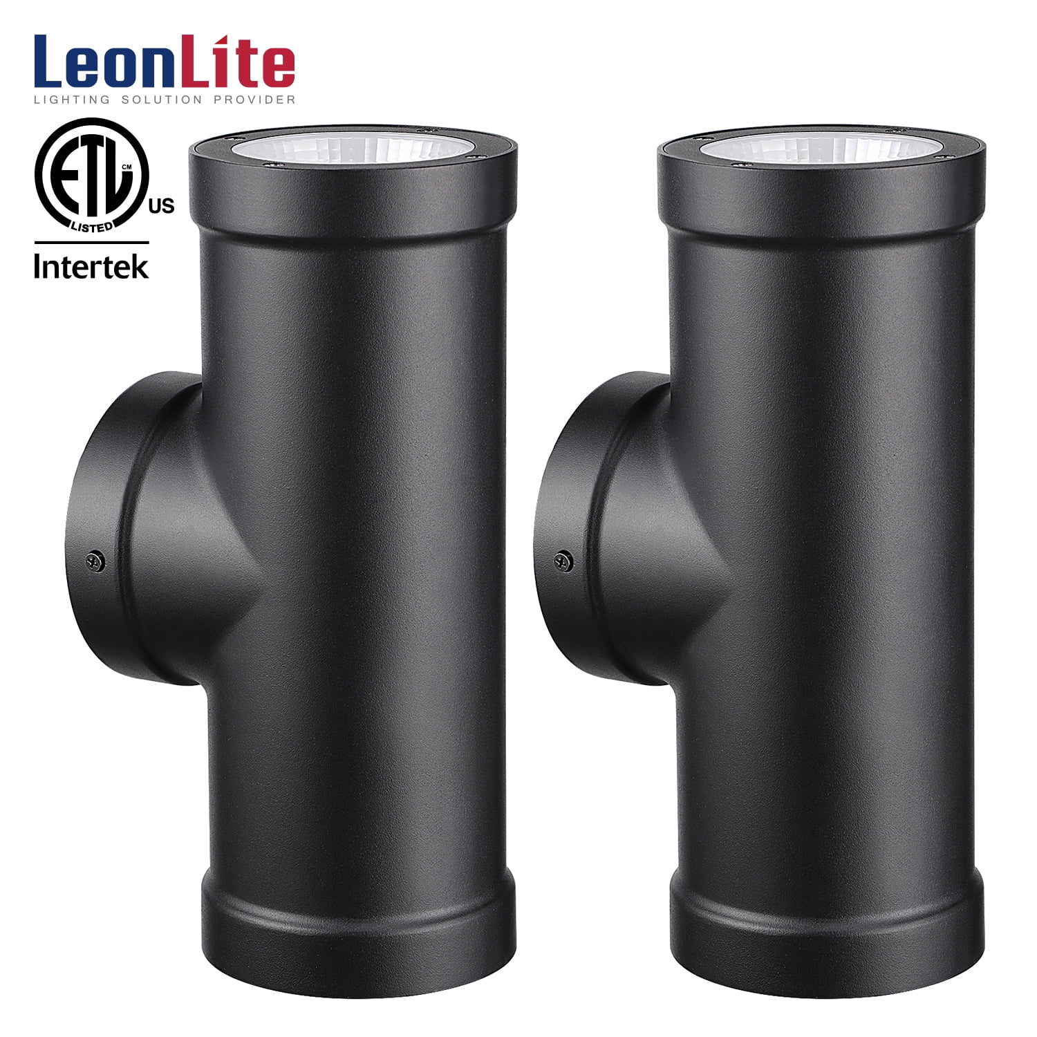LEONLITE 2 Pack LED Cylinder Up Down Wall Light, Outdoor Wall Light ...