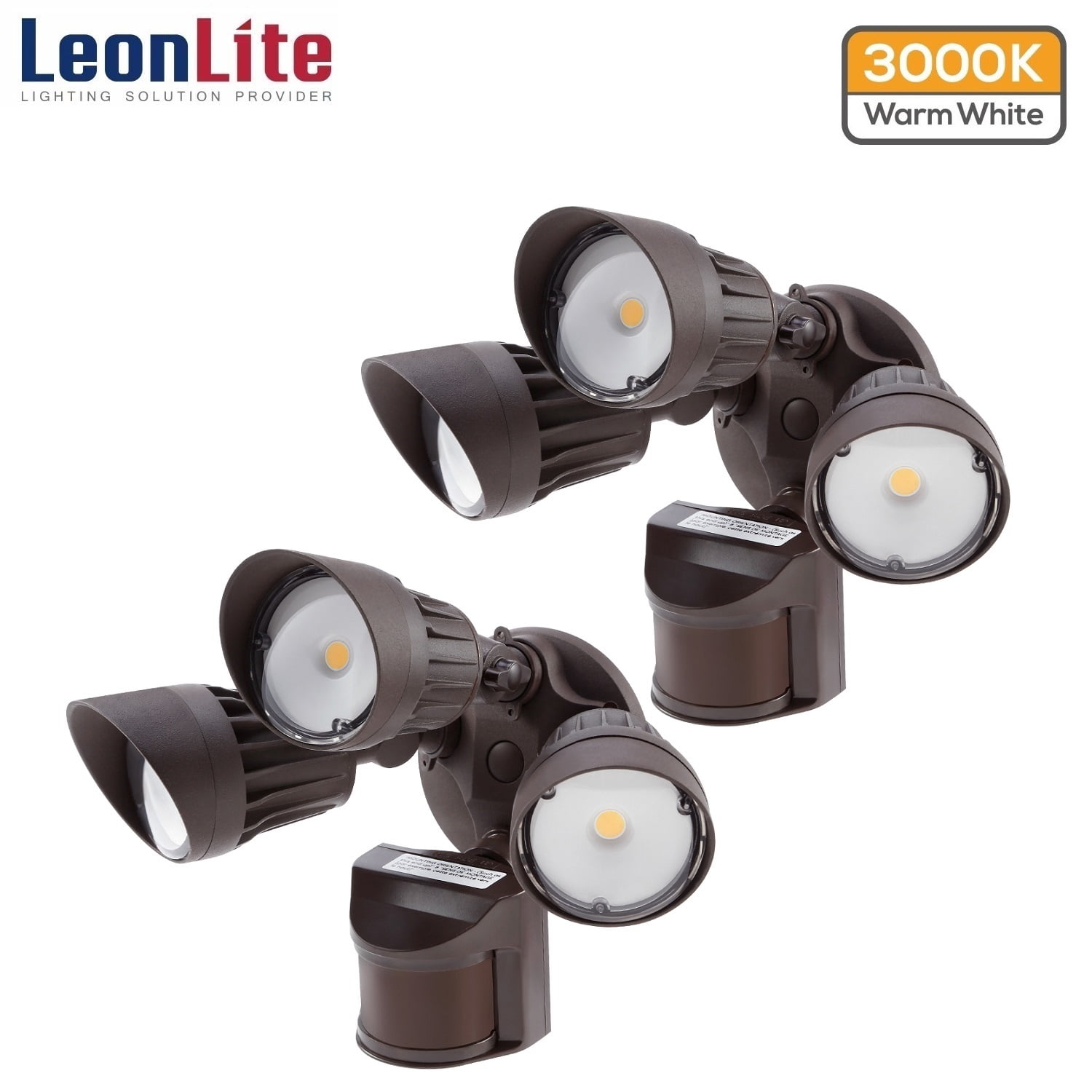 LEONLITE 3-Head Motion Activated Security Lights for Patio, Garage, LED ...