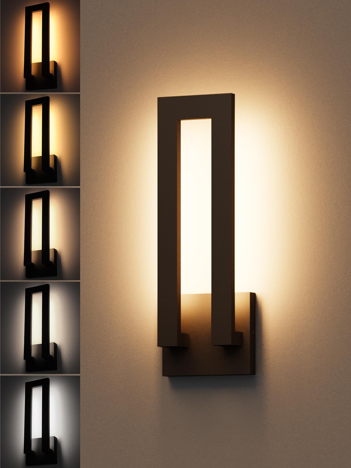 LEONLITE 5CCT LED Modern Outdoor Wall Light, 19 Inch Dimmable Exterior ...