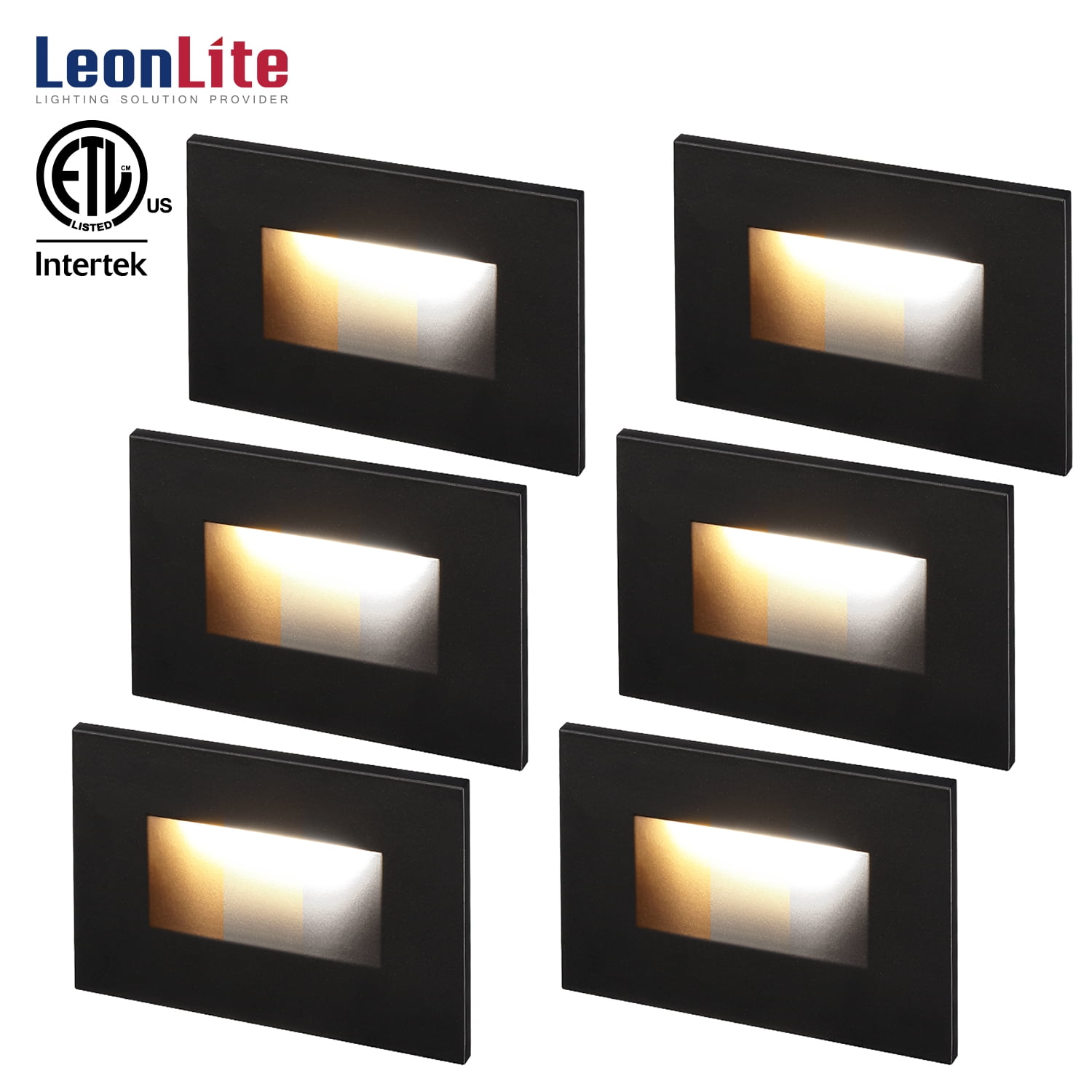 LEONLITE 6 Pack 3CCT LED Step Lights, 120V Dimmable Stair Lights Indoor ...