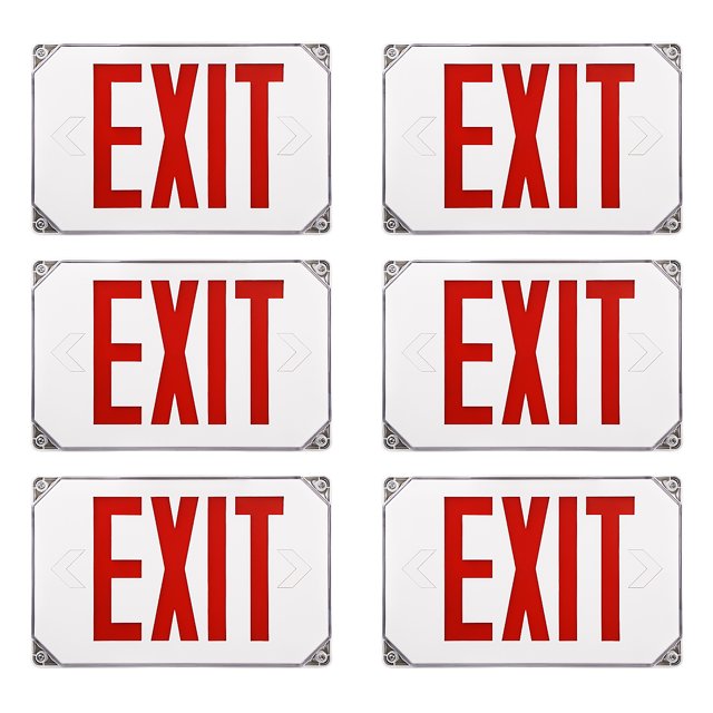 LEONLITE 6-Pack Wet Location LED Exit Sign, Weatherproof Outdoor ...