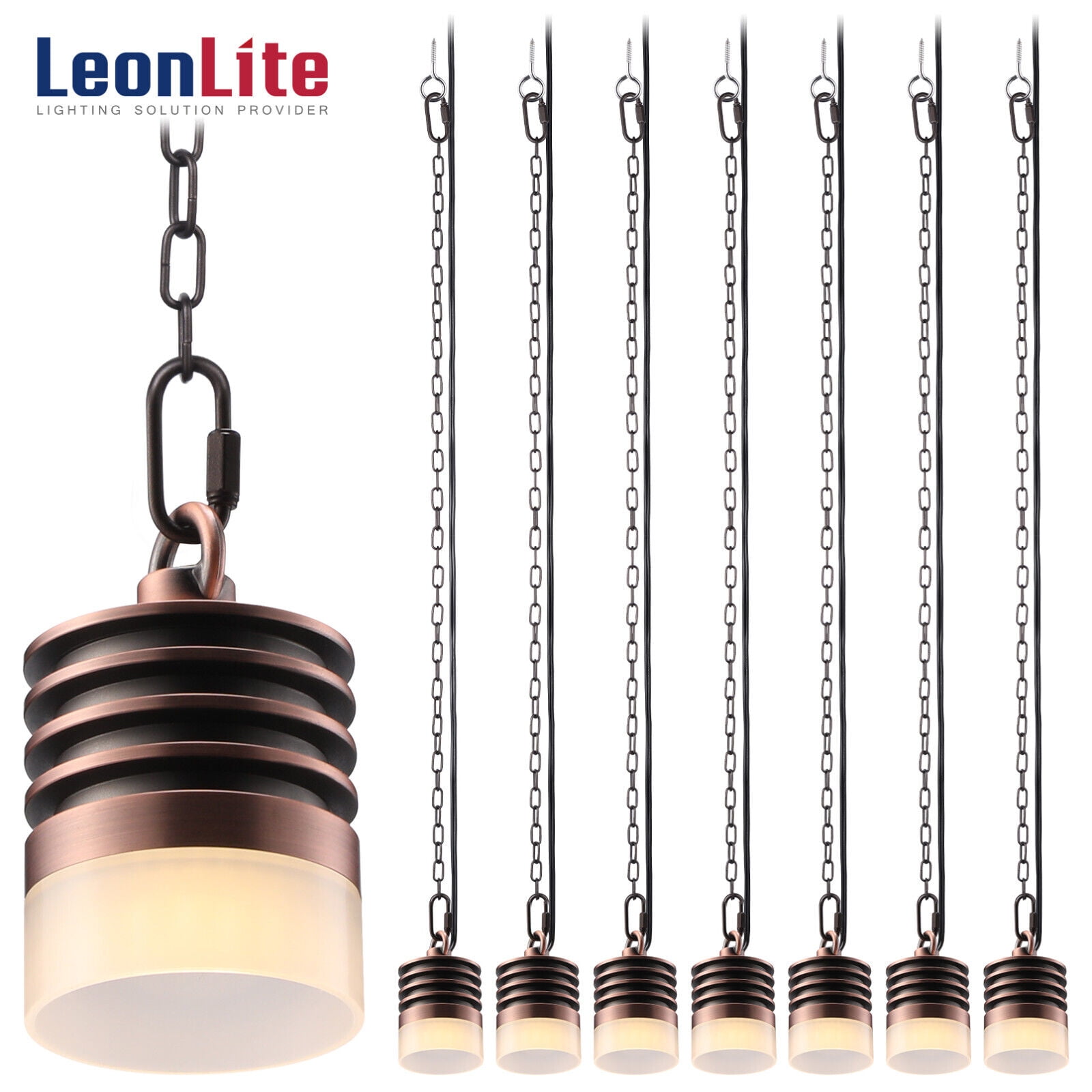 LEONLITE 8 Pack Aluminum 12V LED Outdoor Pendant Light, Landscape ...