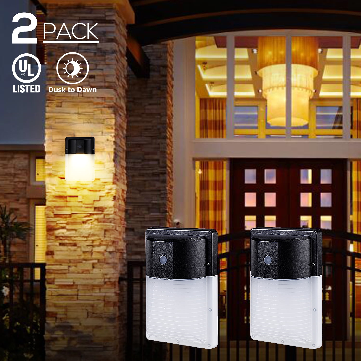 LEONLITE Dusk to Dawn LED Wall Pack Light with Photocell, 12W 1440lm ...