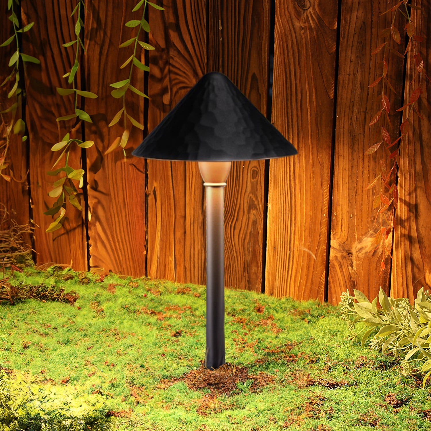 LEONLITE LED Mushroom Path Lights, Gold Edged Black Aluminum Housing ...