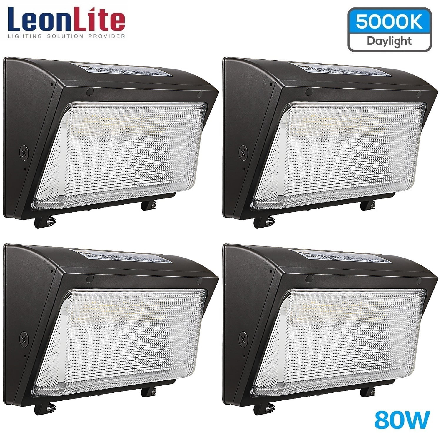 LEONLITE LED Wall Pack Security Light, 80W, 10468lm, UL Listed, 5000K ...