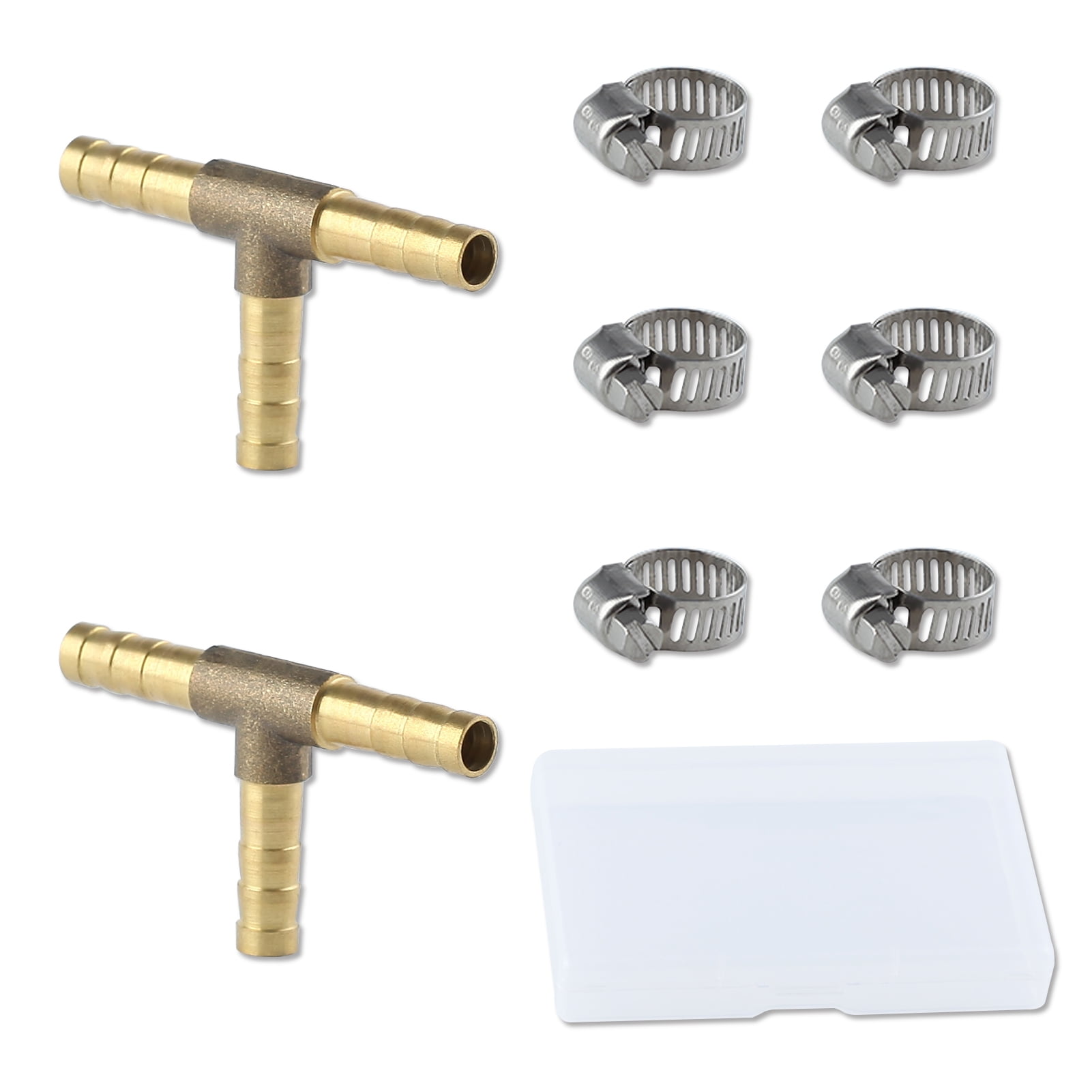 LEONTOOL 2 Pcs Brass Barb Tee Fitting 1/4"(6mm) ID Hose Pipe Fitting T ...