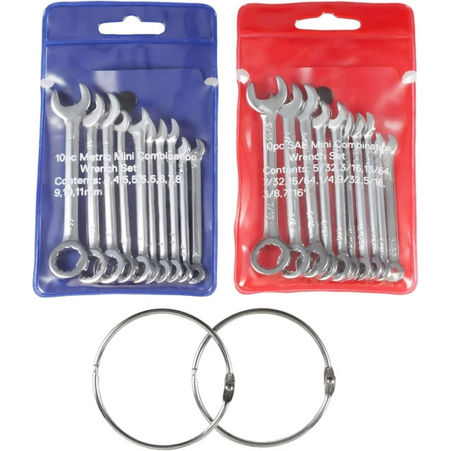 LEONTOOL 20 Pcs Ignition Wrench Set, Metric SAE Mini Combination, Open ...