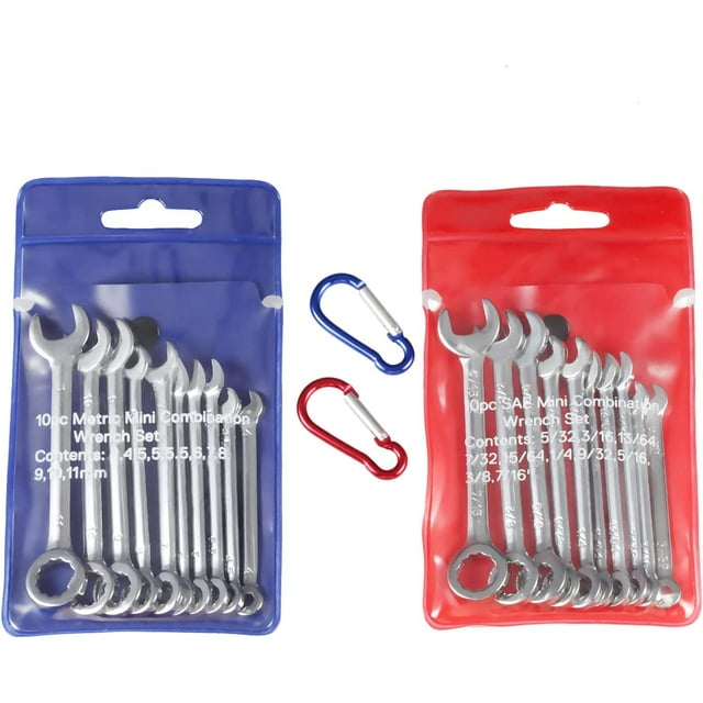 LEONTOOL Ignition Wrench Set Metric SAE 20 Pcs Mini Wrench Set Open End ...