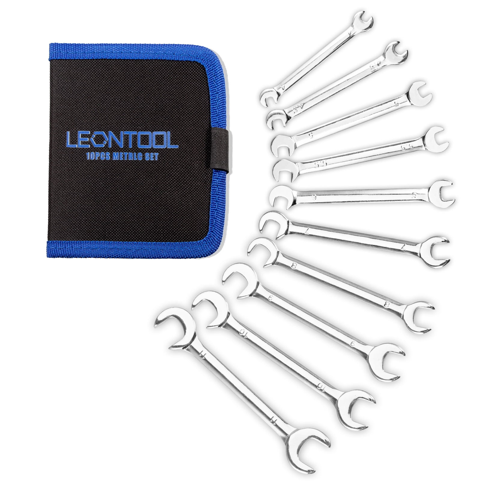 LEONTOOL Mini Double Open End Wrench Set Metric 10 Pcs 4mm to 11mm with ...