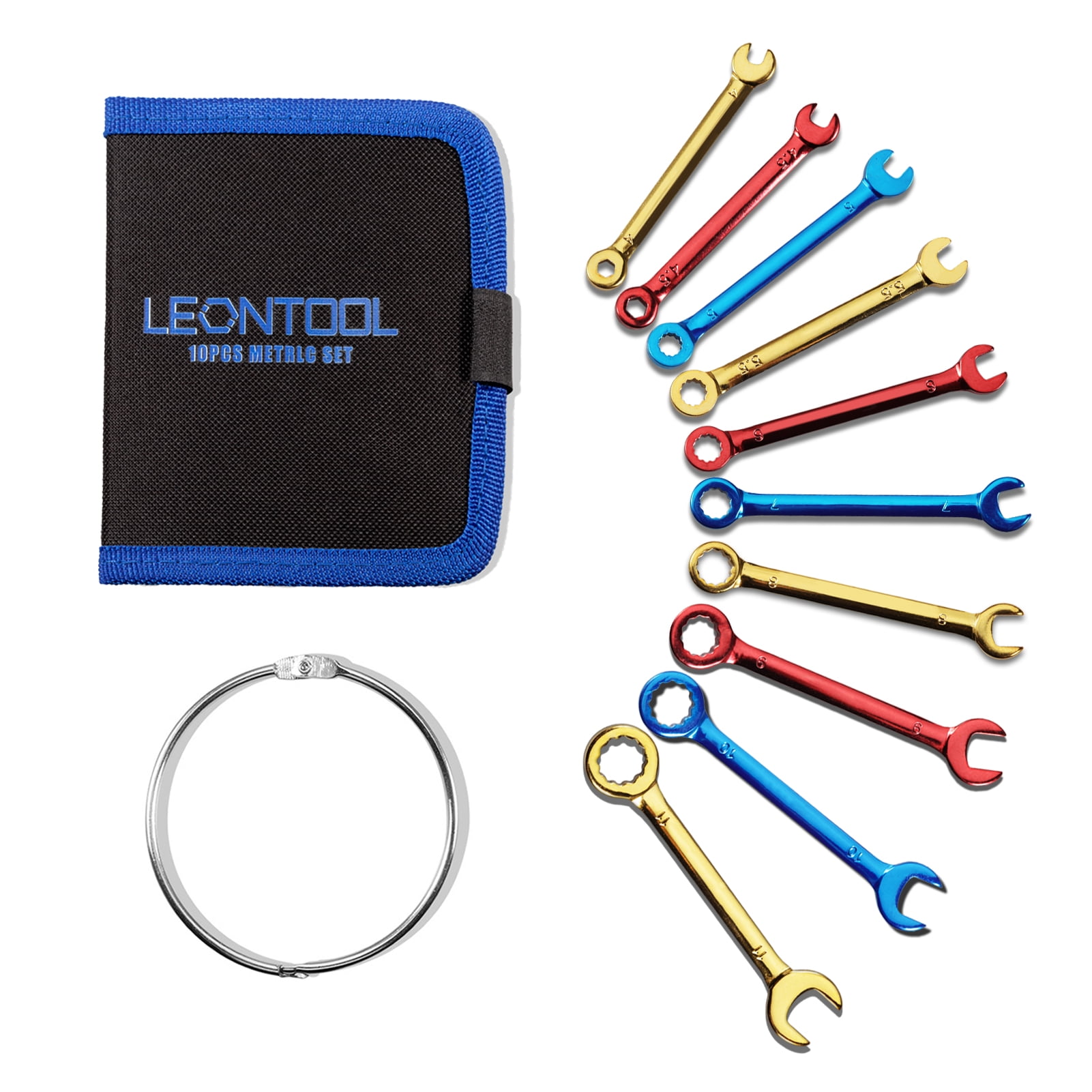 LEONTOOL Small Wrench Set Metric 10 PCS 4-11mm Color Plated Open and ...