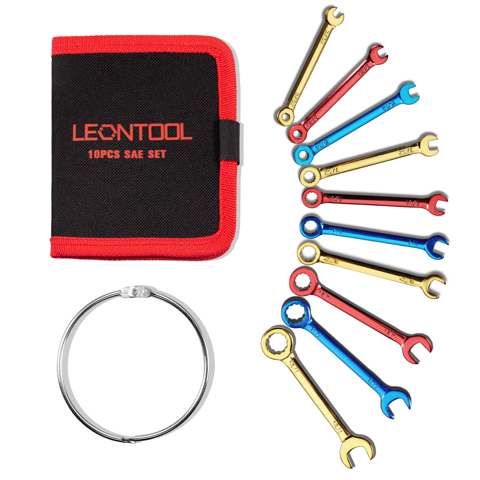 LEONTOOL Small Wrench Set SAE 10 PCS 5/32" To 7/16" Color Plated Open ...