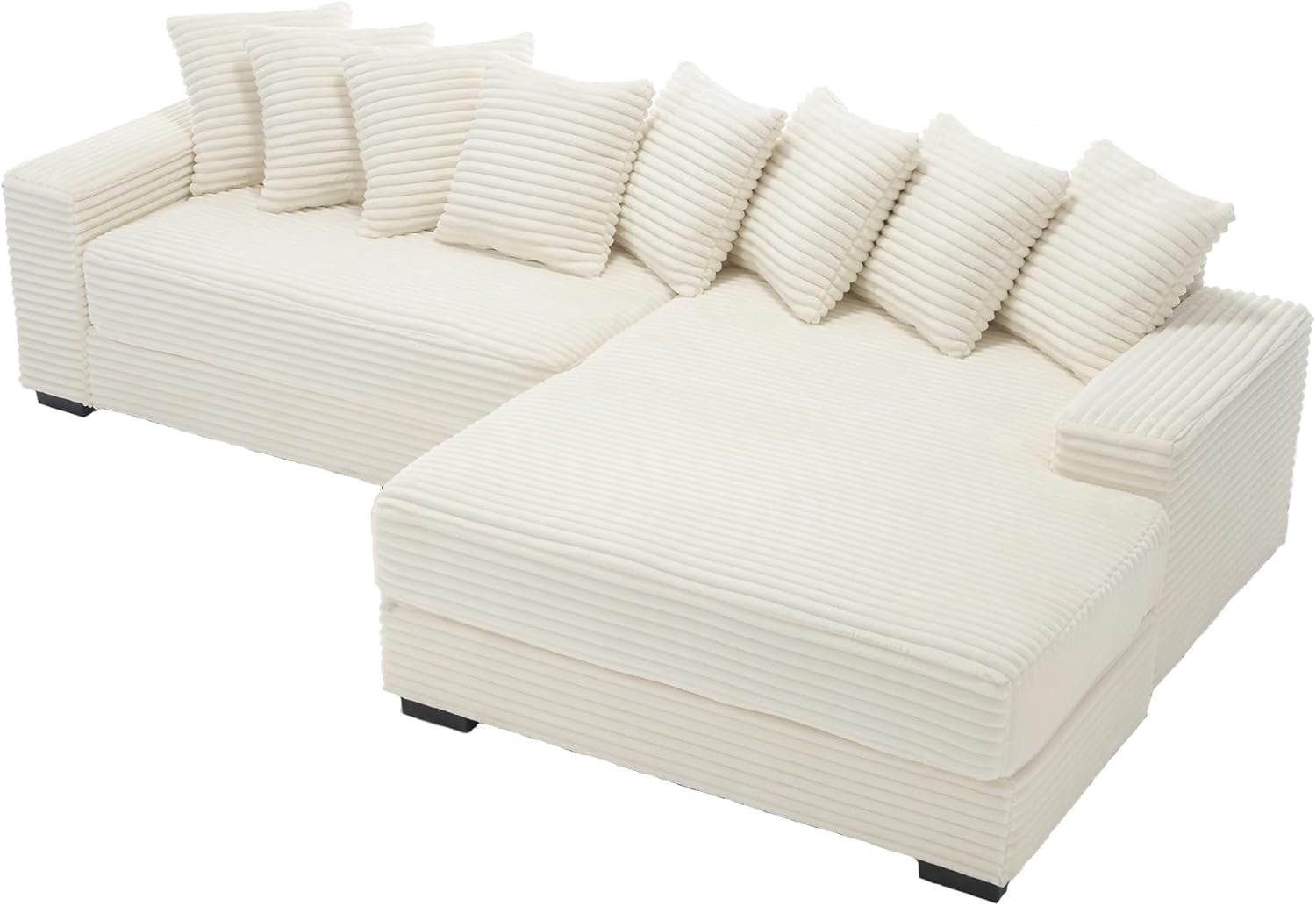 LEONX Oversized Two-Piece Couches, L Shaped Sofa, Corduroy, Right ...