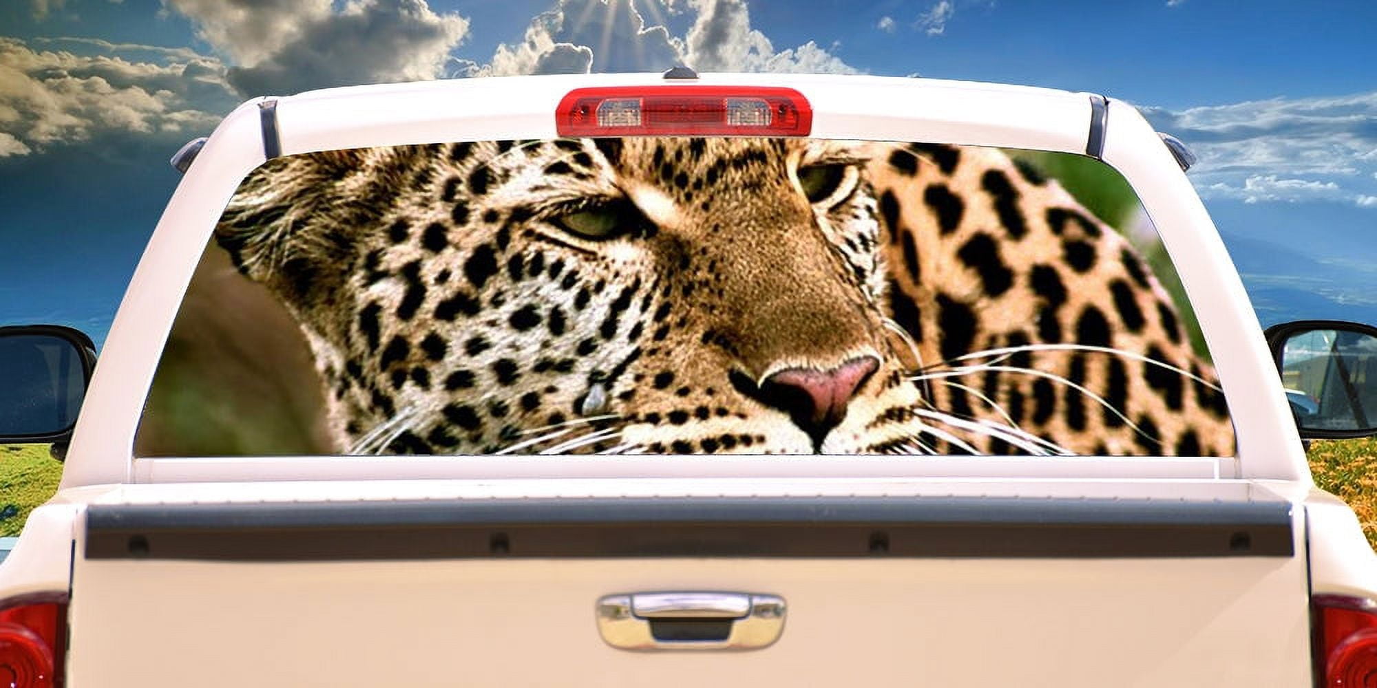 LEOPARD Rear Window Graphic decal tint film truck view thru vinyl ...
