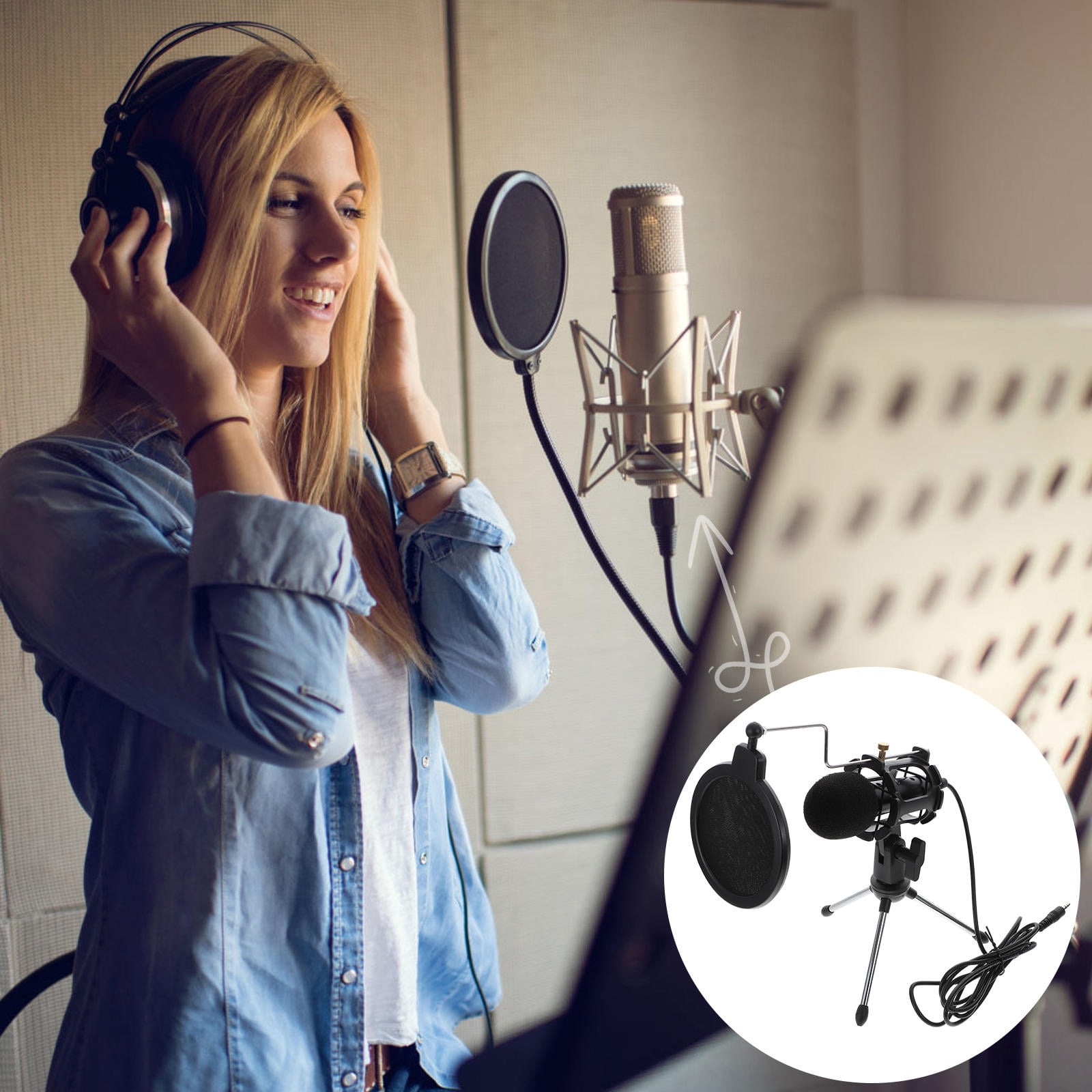 LEORX 1 Set Condenser Microphone for Pc with 3.5mm Microphone Chip and ...