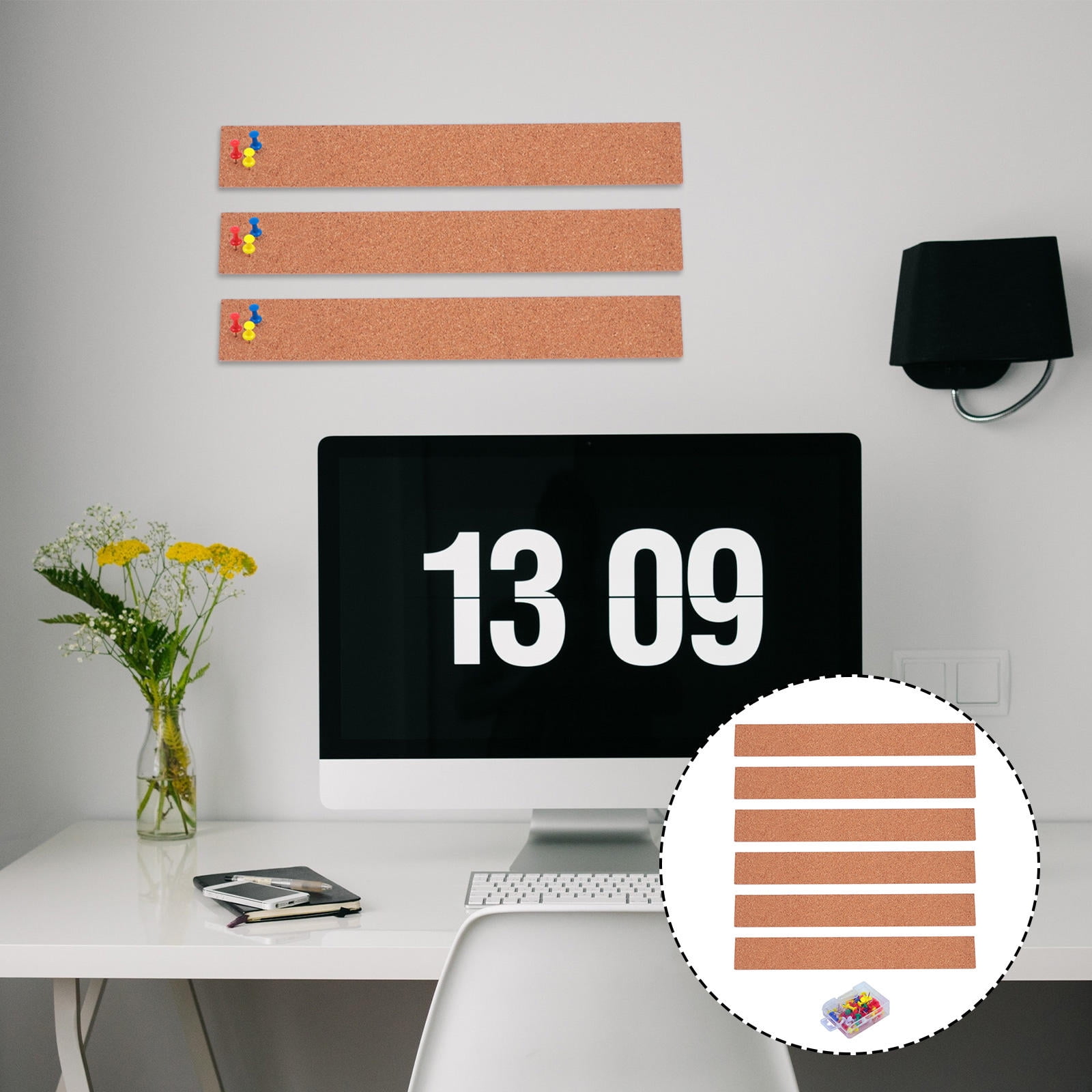 LEORX 1 Set Cork Memo Board Strip Light Brown for Office Memo Holding ...