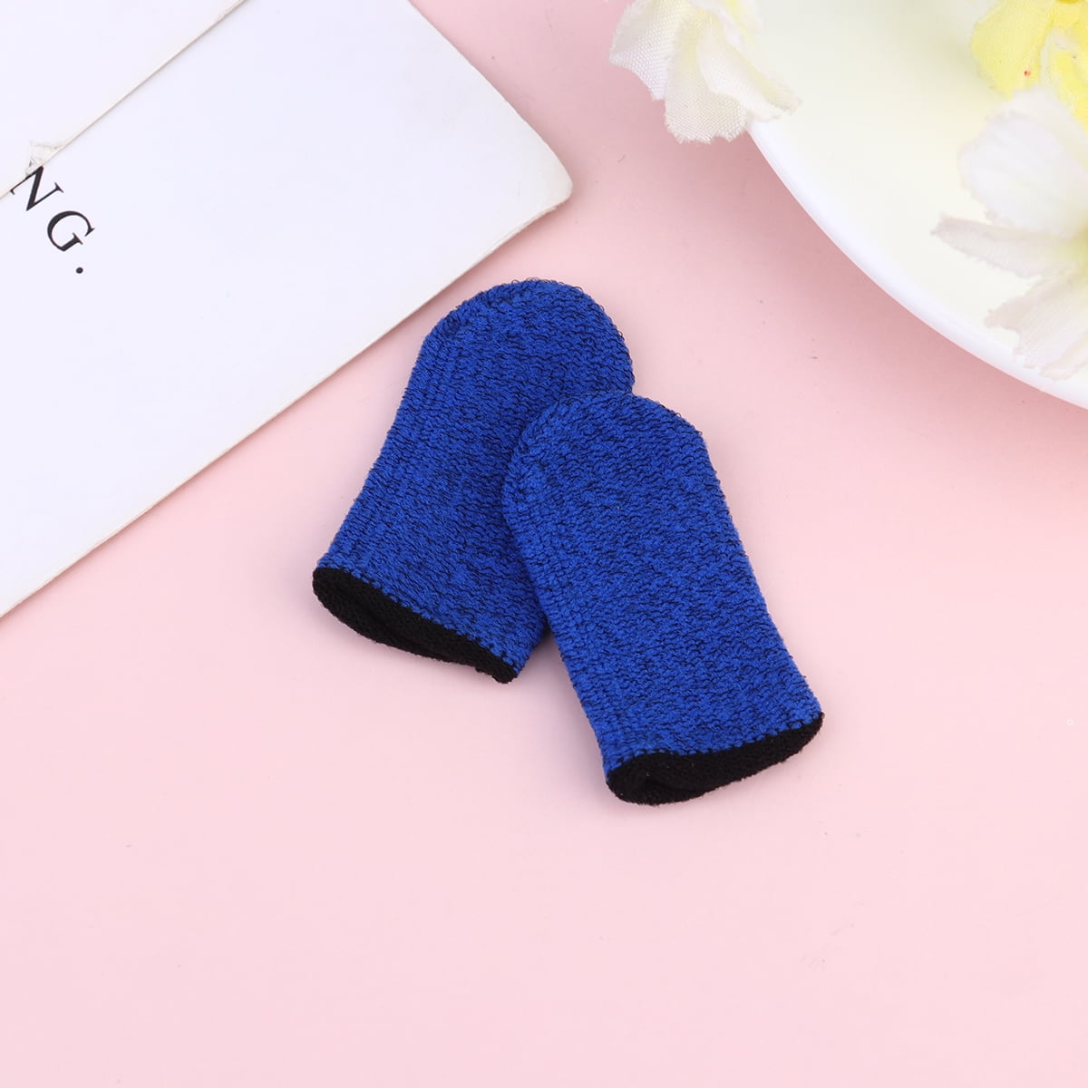 LEORX 10 Pcs Mobile Phone Gaming Finger Sleeves Conductive Fiber Black ...